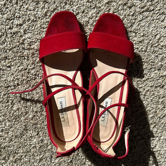 LK Bennett | Shoes | Lk Bennett Red Suede Sandals | Poshmark